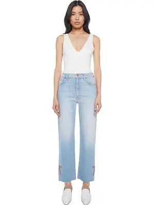 MOTHER The Rambler Zip Slice Hover Fray Jeans
