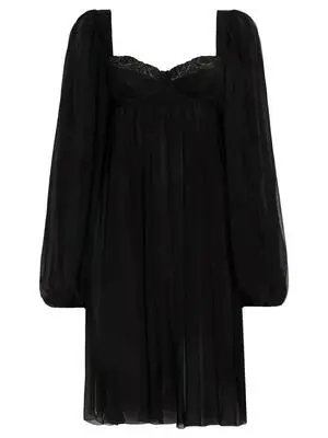 Dolce & Gabbana Lace Balloon-sleeve Mini Dress - Black