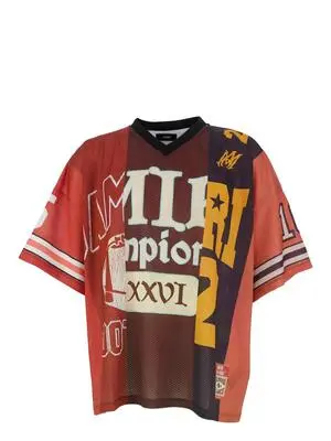 Amiri Patchwork V-neck T-shirt - Red
