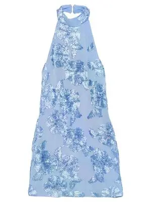 ROTATE BY BIRGER CHRISTENSEN Halterneck Floral Mini Dress - Blue