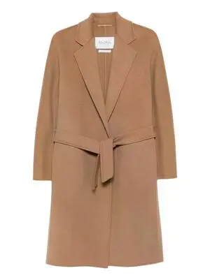 Max Mara Max Mara Camel Cashmere Tie-Waist Coat Brown