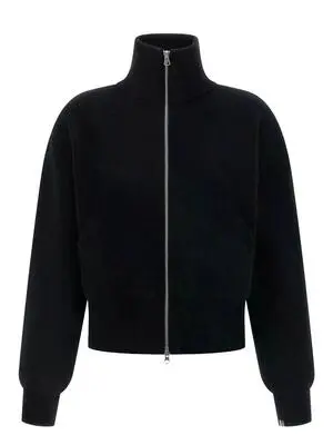 Extreme Cashmere N°385 Xtra Cute High-neck Zip Cardigan - Black