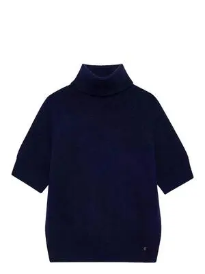 ANINE BING Jackson Turtleneck Short-sleeve Sweater - Blue