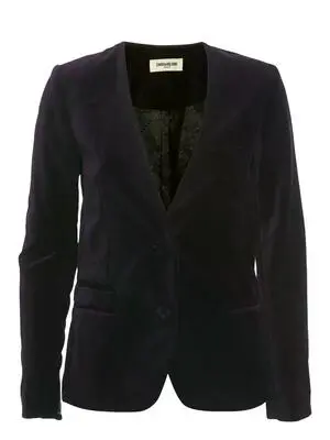 Zadig&Voltaire Vadim Velvet Embroidered Blazer - Purple