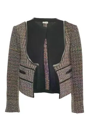 Celine Zip-up Tweed Jacket - Black