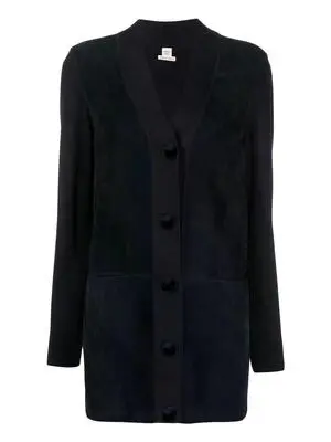 Hermès V-neck Suede Cardigan - Blue
