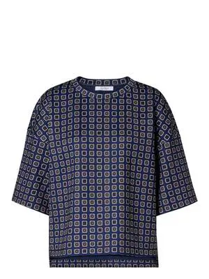 Max Mara Notizia Printed Jersey Top - Blue