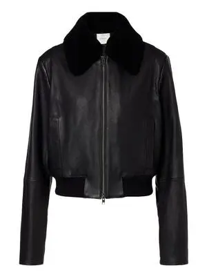 Vince Shearling-trimmed Leather Jacket - Black