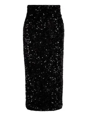 Vince Sequined Velvet Midi Skirt - Black