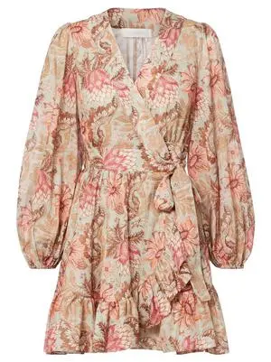 Zimmermann Daylight Floral Cotton Wrap Dress Multicoloured