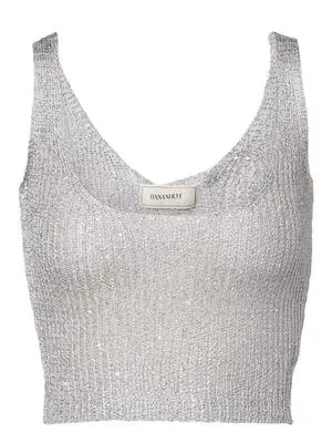 BANANHOT Aretha Sequined Crop Top - Silver