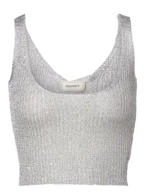 BANANHOT Aretha Sequined Crop Top - Silver