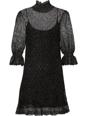 Chloé Ruffled Lamé Minidress - Black