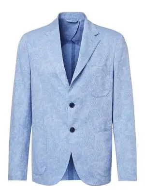Etro Woven Cotton Jersey Blazer - Blue