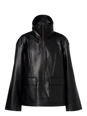 Veronica Beard Leather Zip-up Jacket - Black