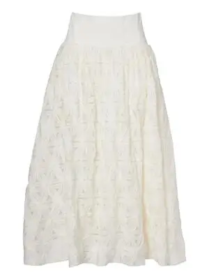 Simkhai Mindy Embroidered Midi Skirt - White