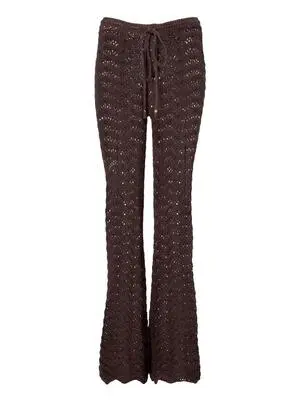 BANANHOT Kim Open-knit Flared Pants - Brown