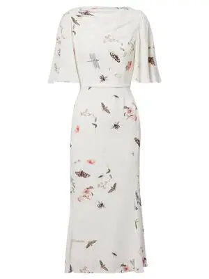 Erdem Printed Crêpe Midi Dress - White