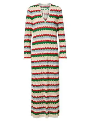 Rixo Lucila Knitted Chevron Cotton Maxi Dress - Multicoloured