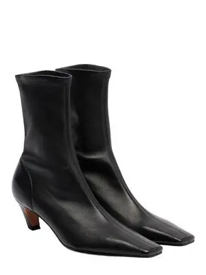 Khaite Arizona 50 Leather Ankle Boots - Black