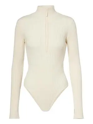 Cordova Butte Ribbed-knit Wool-blend Bodysuit - White