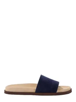 Brunello Cucinelli Brunello Cucinelli Suede Open-Toe Slides Blue