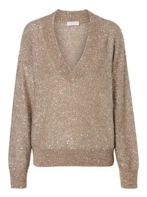 Brunello Cucinelli Sequined Sweater - Brown