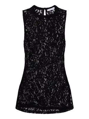Veronica Beard Serenka Floral Lace Top - Black