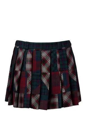 Miu Miu Patchwork Plaid Virgin Wool Miniskirt - Multicoloured