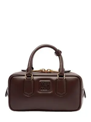 Miu Miu Arcadie Leather Tote - Brown
