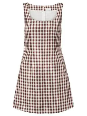 Posse Sadie Gingham Linen Minidress - Brown