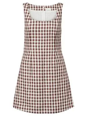 Posse Sadie Gingham Linen Minidress - Brown