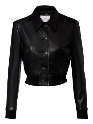 Dorothee Schumacher Sleek Cropped Leather Blouson Jacket - Black