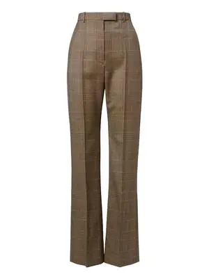 Alexander McQueen Country Check High-rise Wool Straight Pants - Brown
