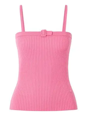 COURREGES Buckled Ribbed-Knit Tank Bright Pink