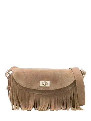 Sandro Le Mini Mambo Suede Fringed Cross Body Bag - Brown