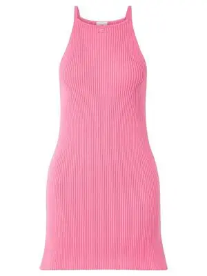 COURREGES Ribbed-Knit Mini Dress Bright Pink
