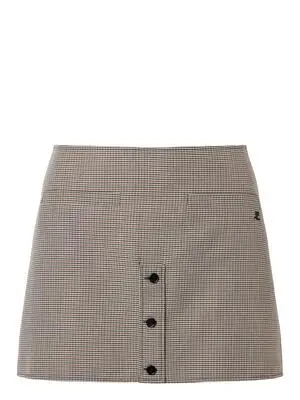 COURREGES Houndstooth Wool-blend Mini Skirt - Gray