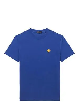Versace Logo-embroidered Cotton-jersey T-shirt - Blue