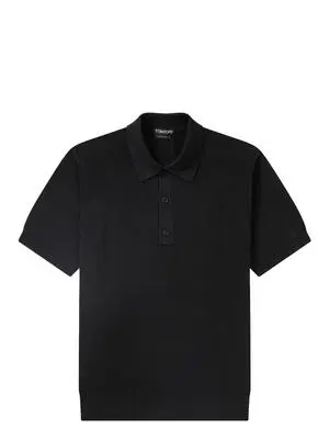 TOM FORD Silk And Cotton-blend Piqué Polo Shirt - Black