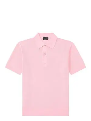 TOM FORD Silk And Cotton-blend Piqué Polo Shirt - Pink