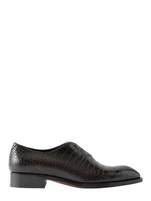 TOM FORD Elkan Croc-effect Leather Oxford Shoes - Brown