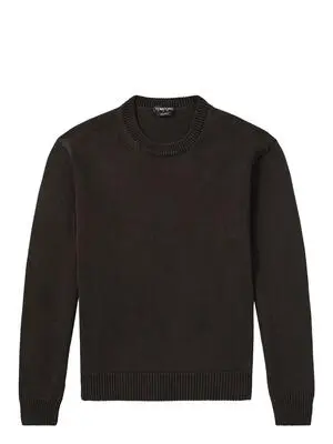 TOM FORD Cotton And Silk-blend Crewneck Sweater - Brown