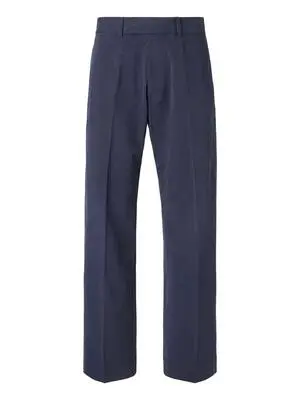 TOM FORD Wide-Leg Cotton-Drill Trousers Navy