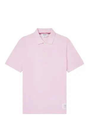 Thom Browne Logo-appliquéd Striped Cotton-piqué Polo Shirt - Pink