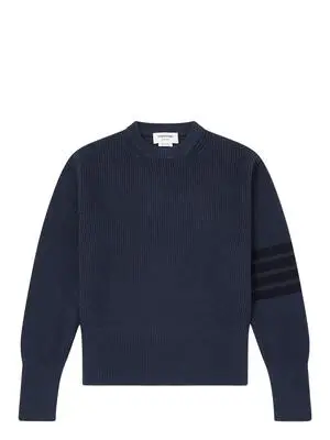 Thom Browne Slim-Fit Striped Cotton Sweater Navy