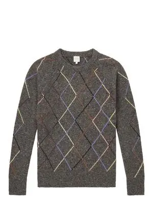 Paul Smith Argyle Wool And Cotton-blend Sweater - Brown