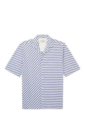 Officine Générale Eren Camp-collar Striped Cotton Shirt - Blue