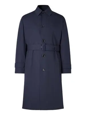 LARDINI Virgin Wool-gabardine Trench Coat - Blue