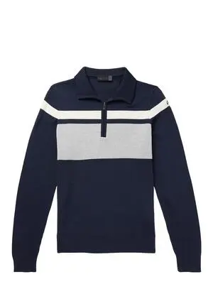 Kjus Striped Merino Wool Half-Zip Sweater Blue